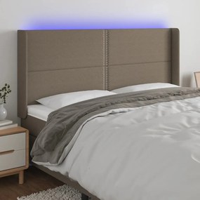 Čelo postele s LED taupe 183x16x118/128 cm textil