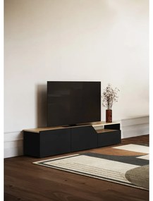 TV stolek s deskou v dekoru dubu v černo-přírodní barvě 180x38 cm Verone – TemaHome