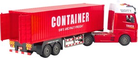 LEAN Toys Přepravní kamion s kontejnerem – světla, zvuky, červená