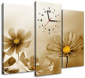 Gario Obraz s hodinami Květnatá krása - 3 dílný Rozměry: 80 x 40 cm