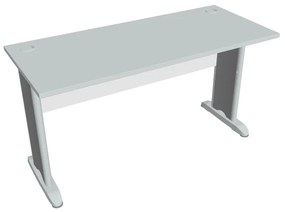 Stůl pracovní rovný 140 cm hl. 60 cm - Hobis Cross CE 1400 Dekor stolové desky: šedá, Dekor lamino podnože: bílá, Barva nohou: Stříbrná