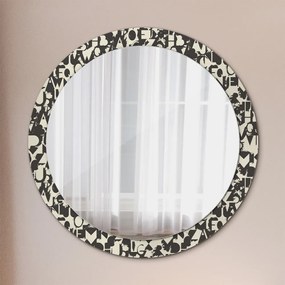 Kulaté dekorativní zrcadlo Abstraktní typografie fi 90 cm