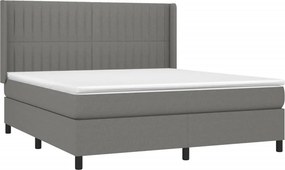 Box spring postel s matrací a LED tmavě šedá 160x200 cm textil 3138486