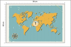 Fototapeta Mapa Světa Retro Omyvatelný vlies 360x240