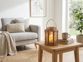 Lucerna s flitry NATUR GLAM 21 cm, přírodní