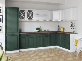 Rohová kuchyňská linka SINGRID - Bílá + green