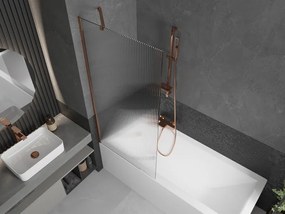 Mexen Next, vanová zástěna 1-křídlová 80 x 150 cm, fixní křídlo, 6 mm sklo s pruhy, růžové zlato profil, 895-080-000-00-09-60