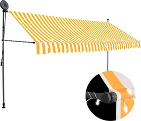 Ručně zatahovací markýza s LED světlem 400 cm bílooranžová 145861