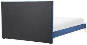 Sametová postel 140 x 200 cm námořnická modrá LIMOUX Beliani