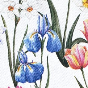 SCANquilt utěrka FLORA irisy tulipány bílopestrá 50 x 70 cm