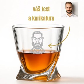 Dekorant Sklenice na whisky Quadro s karikaturou z fotky 340 ml 1KS