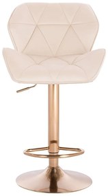 Velurová barová židle MILANO - krémová na zlaté podstavě