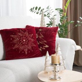 CHLUPATÁ VÁNOČNÍ DEKORAČNÍ POVLEČEK NA POLŠTÁŘ SNOWFLAKE 45X45 VZOROVANÁ