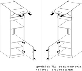 VIGO b | vysoká skříňka 60DPM-210 2F na vestavnou troubu a mikrovlnku | 60 cm | lancelot/bílá lesk