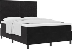 Postel s boxspringem s čelo Černý 140 x 200 cm samet 3339904