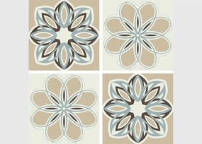 Samolepka na zeď Květinové Dlaždice | 30 x 30 cm | DSS3864