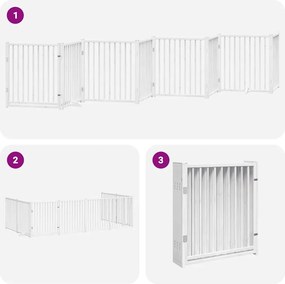 Zábrana pro psy s dvířky skládací 8 panelů bílá 640 cm topol 3155734