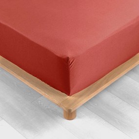 Napínací prostěradlo z bavlněného perkálu v cihlové barvě 140x190 cm Percaline – douceur d'intérieur