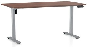 Výškově nastavitelný stůl OfficeTech B, 140 x 80 cm - šedá podnož Barva: Ořech