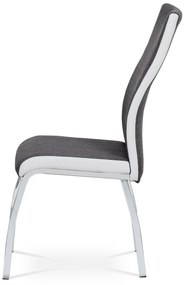 Jídelní židle šedá látka + bílá koženka / chrom Autronic DCL-433 GREY2
