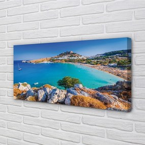 Obrazy na plátně Řecko pobřeží beach panorama 120x60 cm