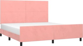 Rám postele s čelem růžový 160x200 cm samet 3125646