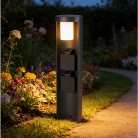 BRILAGI - Venkovní lampa se 2 zásuvkami SCHUKO PILLAR 1xG9/11W/230V IP44 antrac