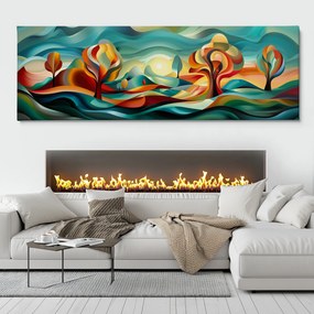 Obraz na plátně - Listnatá harmonie v kopcích FeelHappy.cz Velikost obrazu: 120 x 40 cm