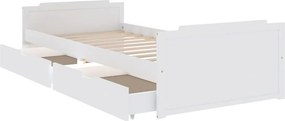 Rám postele se zásuvkami bílý masivní borové dřevo 90 x 200 cm 322160