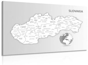 Obraz čiernobiela mapa Slovenskej republiky - 60x40