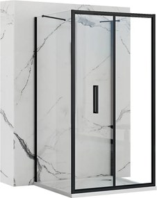 Rea Rapid Fold, 3-stěnný sprchový kout se skládacími dveřmi 100 (dveře) x 100 (stěna) x 195 cm, 6/4mm čiré sklo, černý profil, KPL-09918