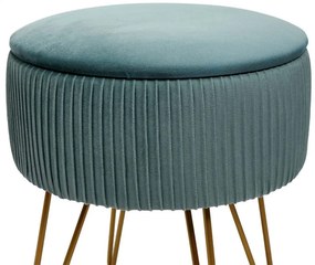 Taburetka s úložným prostorem K47 - samet, v45 x Ø33 cm - Zelená / zlatá