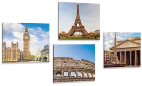 Set obrazů pro milovníky cestování - 4x 40x40 cm