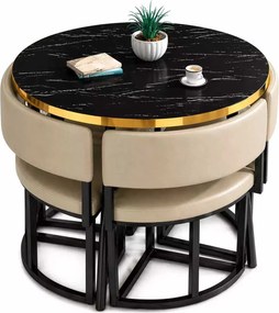 LuxuryForm DESIGN Jídelní set MONTE 4+1 - latte / černý