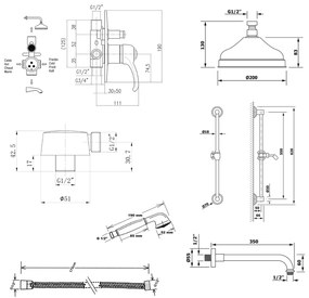 Sapho Sapho, KIRKÉ podomítkový sprchový set s pákovou baterií, 2 výstupy, bronz, KI42B-01