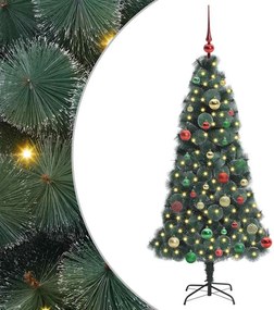 Umělý vánoční stromek s osvětlením a soupravou koulí Zelená PET 3396161