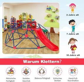 Costway Horolezecká kopule a skluzavka ve tvaru kopule – 241,5 × 183 × 91,5 cm