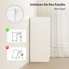 HOMCOM Komoda s 5 zásuvkami, zásuvková skříňka na oblečení a potřeby, dřevotříska, bílá
