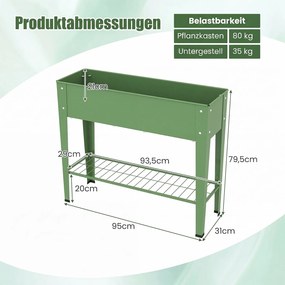 Costway Vyvýšený záhon kovový zvýšený truhlík na květiny s podpěrnými nohami