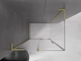 Mexen Velar L, sprchový kout s posuvnými dveřmi 90 x 70 cm, 8mm čiré sklo, zlatá matná, 871-090-070-03-55