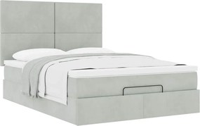 Osmanský rám postele s matracemi světle šedá 140x190cm samet 3313397
