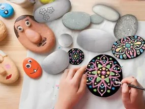 GRAFIX Malování na kamínky Mandala Sparkling / Kreativní sada / 3 kamí