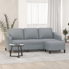 3místná pohovka s podnožkou světle šedá 180 cm textil 3201135