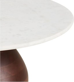Bílý/v tmavě přírodní barvě kulatý konferenční stolek s mramorovou deskou ø 70 cm Heide – House Nordic