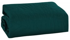 Tyrkysový přehoz na postel se vzorem LEAVES Rozměr: 200 x 220 cm