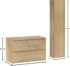 Koupelnová sestava Terra s deskou a skříňkami 80 cm dub cremona
