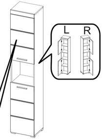 Koupelnová vysoká skříňka Amanda 103, sukový dub/bílý lesk
