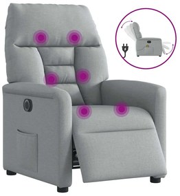 Elektrické masážní polohovací křeslo světle šedé textil 3303022