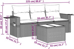 4dílná zahradní sedací souprava s poduškami hnědá polyratan 3252210