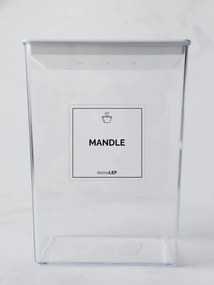 MANDLE MLETÉ – průhledná samolepka na dózu, tučné písmo, 5 x 5 cm | DomaLEP